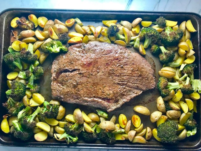 Flank Steak, Broccoli, and Potatoes Sheet Pan Dinner - Talking Meals
