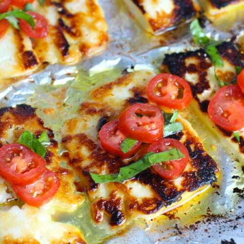 Grilled Halloumi & Tomato Salad - Talking Meals