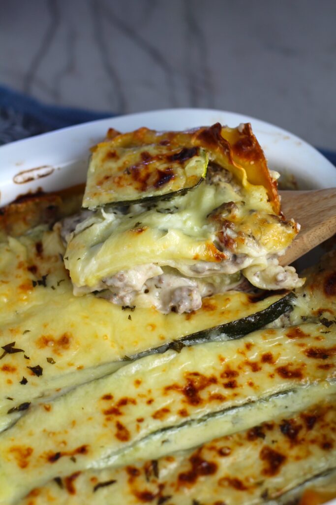 White Beef Lasagna with Cream Cheese and Zucchini - Talking Meals