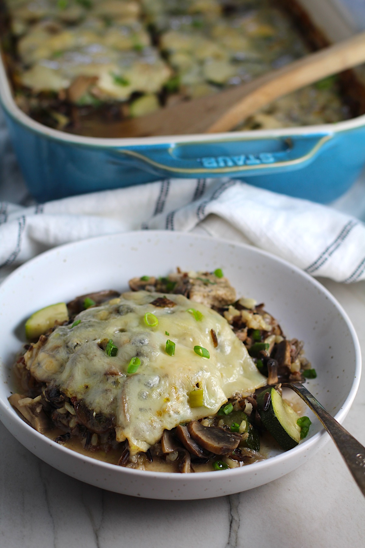 Chicken Wild Rice Casserole with Zucchini and Mushrooms - Talking Meals