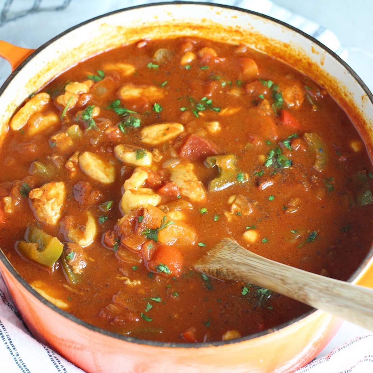 Easy Chicken Goulash with Quick Dumplings - Talking Meals
