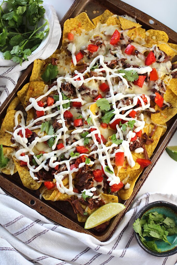 Birria Nachos with Birria Shredded Beef - Talking Meals