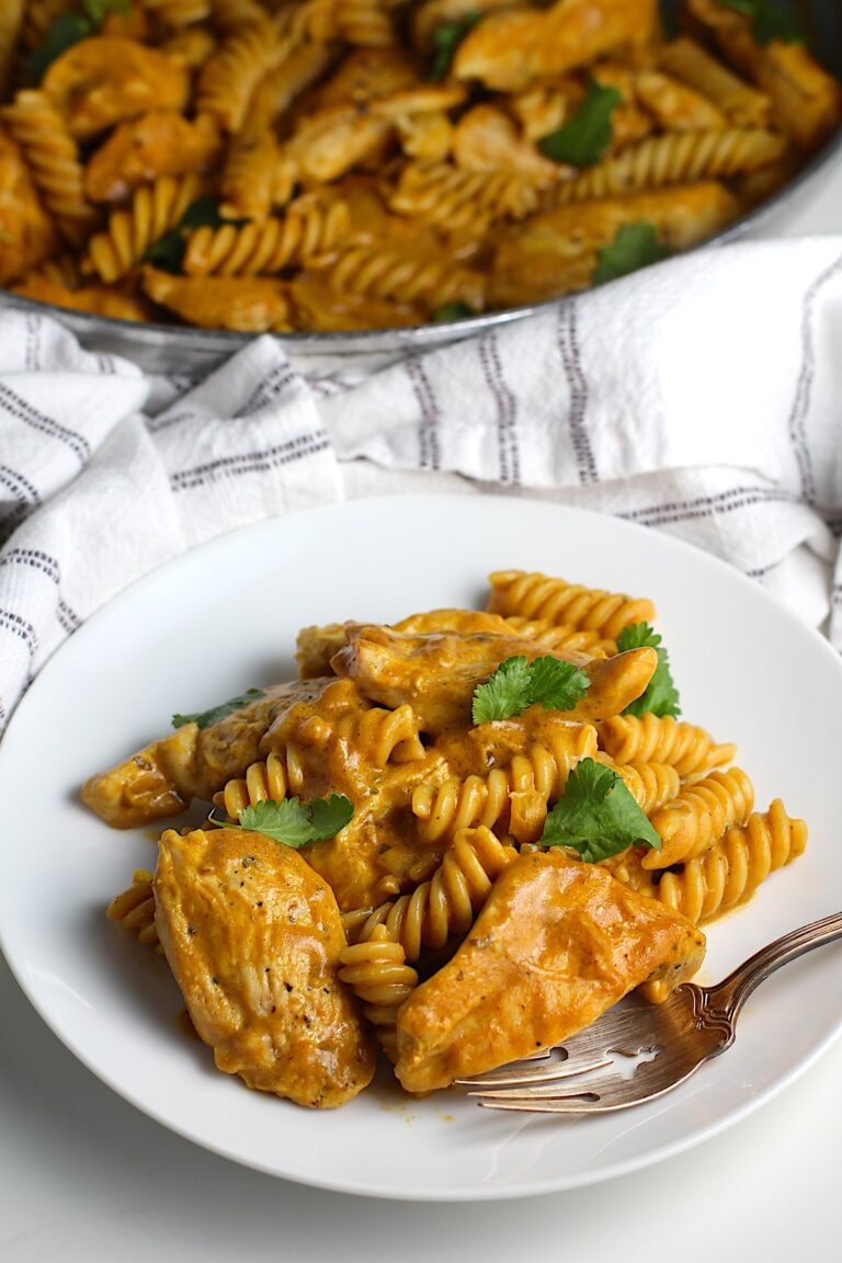 Butter Chicken Pasta - Quick Indian Curry Fusion Dish- Talking Meals