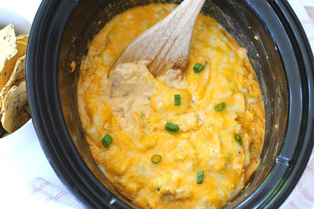 Buffalo Chicken Dip in the Slow Cooker - Talking Meals
